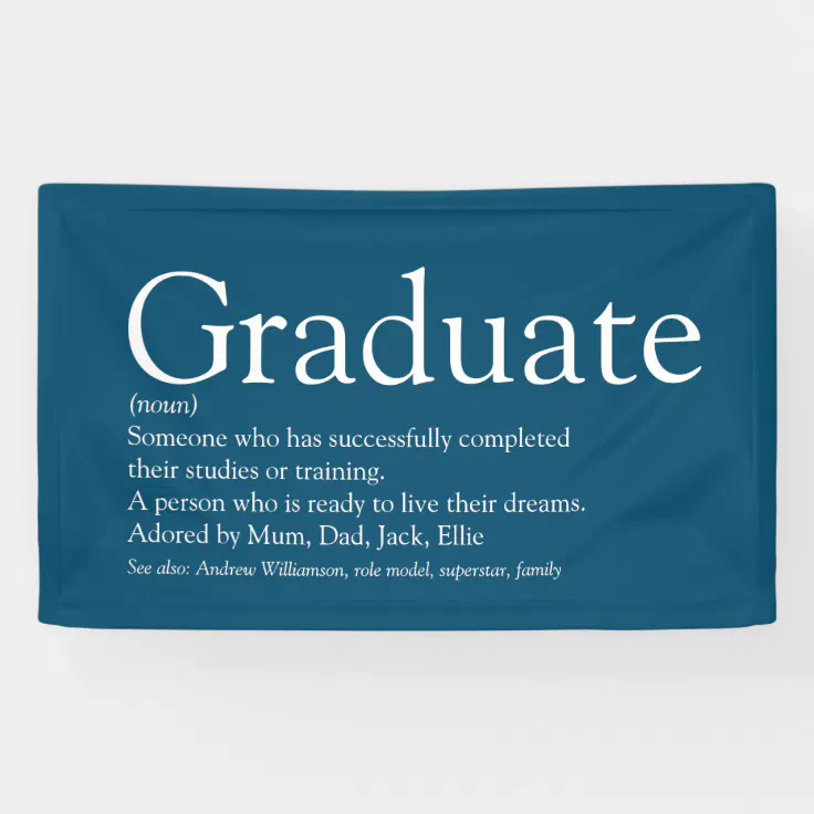 Graduate Definition Modern Blue Banner | Zazzle