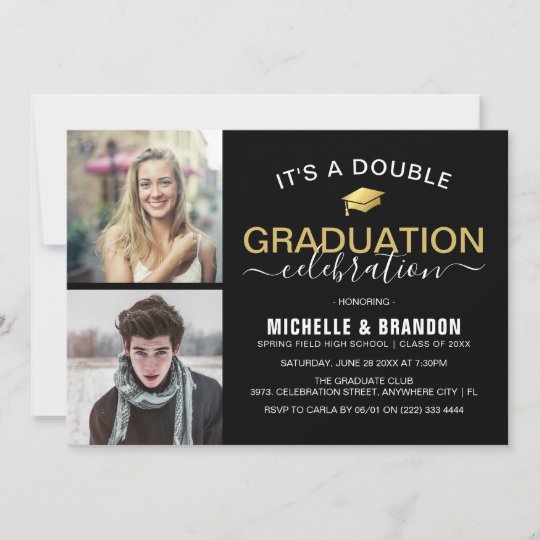 Graduate Double Celebration Graduation Party Photo Invitation | Zazzle.com