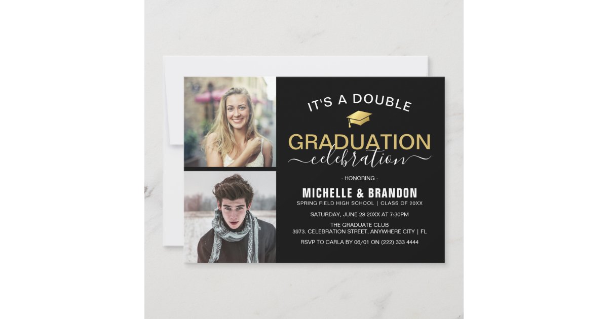 Graduate Double Celebration Graduation Party Photo Invitation | Zazzle.com