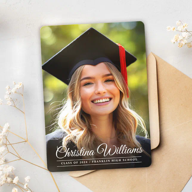 Graduate Elegant High School Photo Graduation Invitation | Zazzle