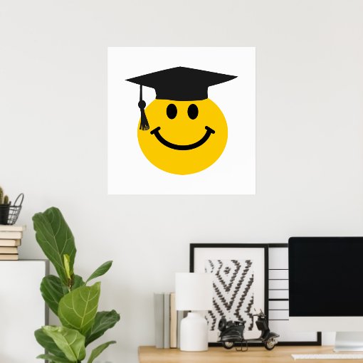 Graduate face with graduation hat poster | Zazzle