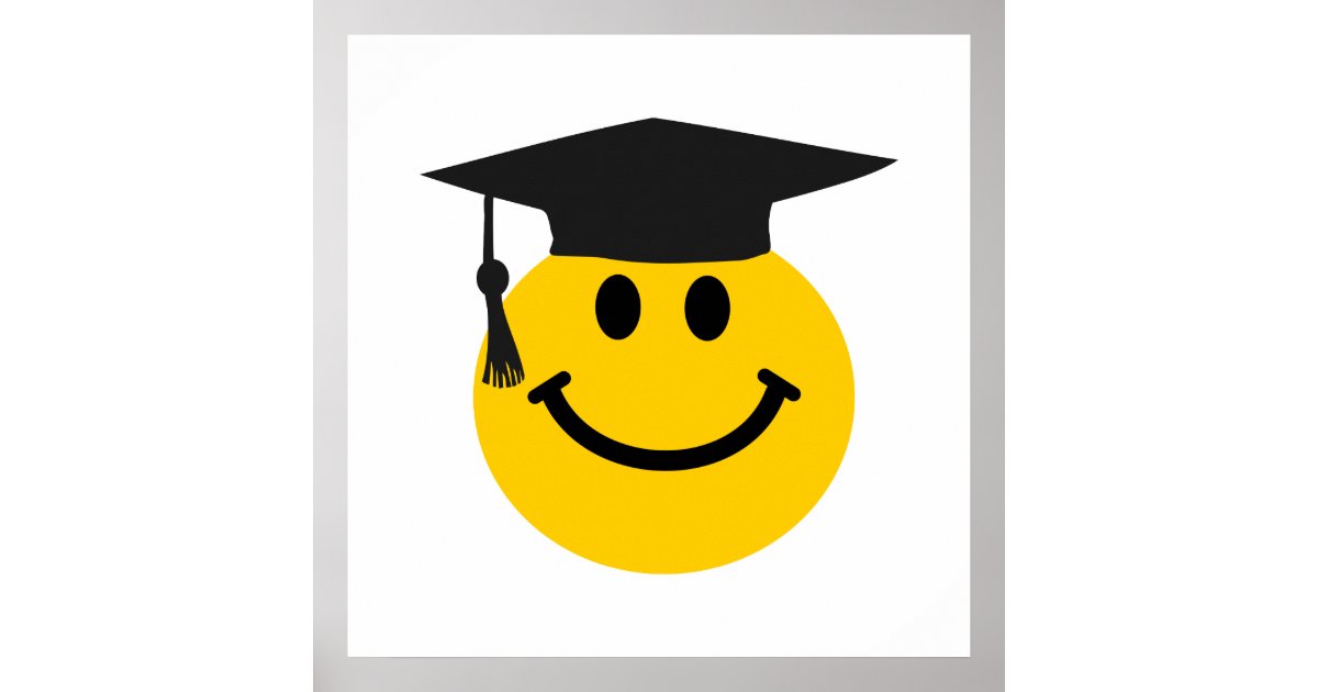 Graduate face with graduation hat poster | Zazzle