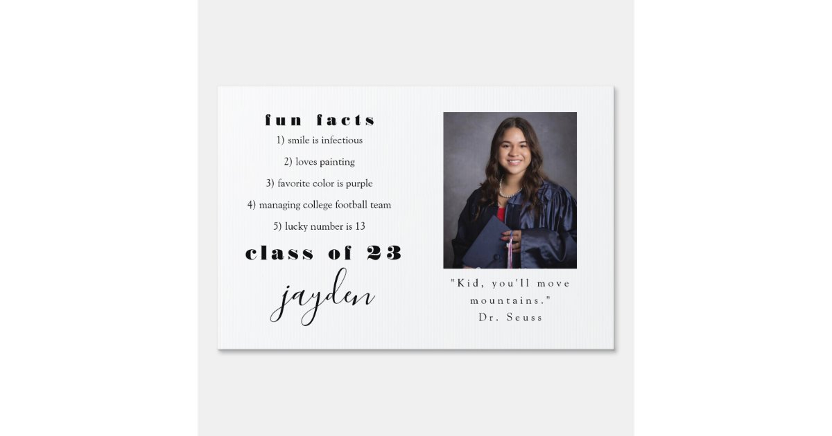 graduate fun facts graduation photo postcard sign | Zazzle
