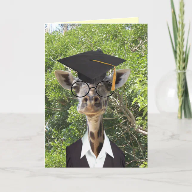 Graduate Giraffe Gold Tassel Card | Zazzle