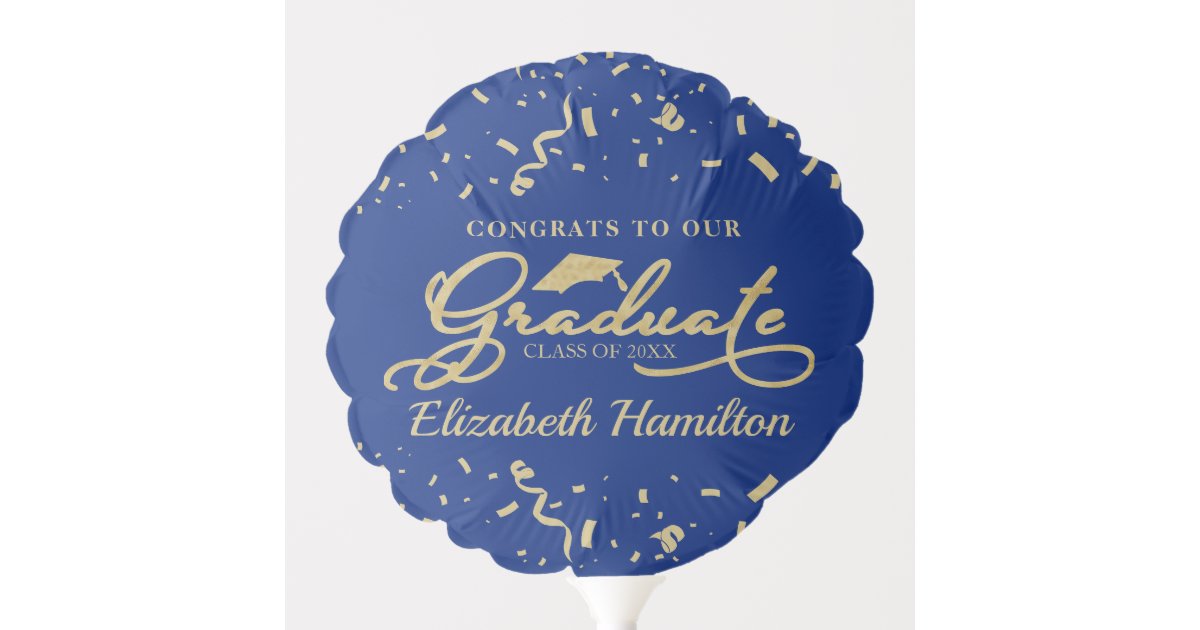 Graduate Gold And Blue Graduation Party Balloon | Zazzle