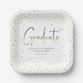 Graduate Gold Confetti Modern Calligraphy Script Paper Plates | Zazzle