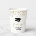 Graduate Gold Glitter Confetti Graduation Party Paper Cups | Zazzle