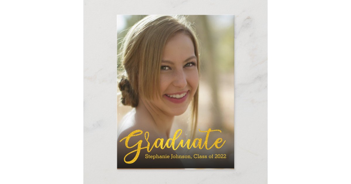 Graduate Gold Script Photo Class 2022 Graduation Postcard | Zazzle