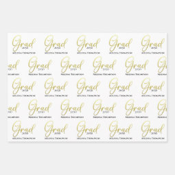 Graduate Grad Gold Calligraphy Script Modern Wrapping Paper Sheets | Zazzle
