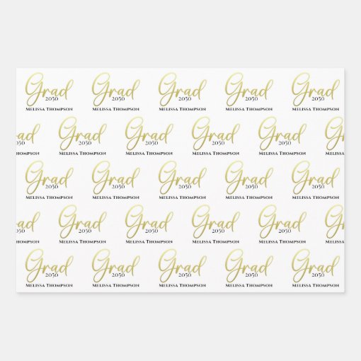Graduate Grad Gold Calligraphy Script Modern Wrapping Paper Sheets | Zazzle