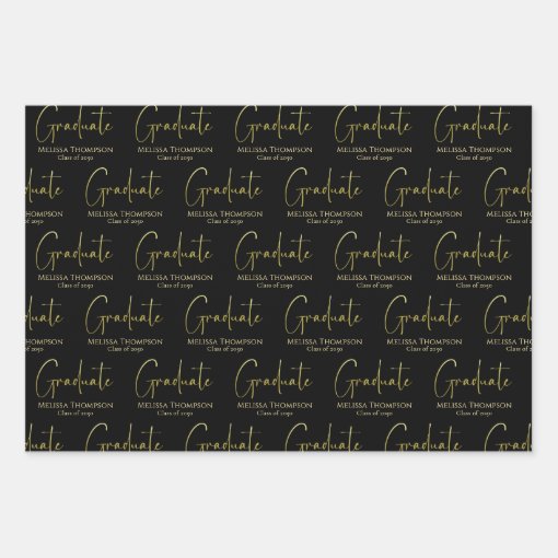Graduate Grad Gold Calligraphy Script Modern Wrapping Paper Sheets | Zazzle