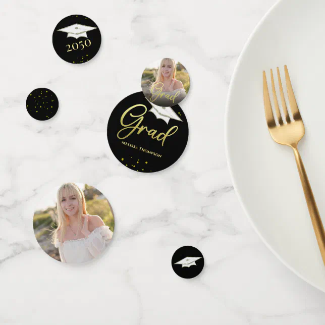 Graduate Grad Typography Graduation Photo Simple Confetti | Zazzle