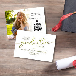 Graduate Graduation Cap Photo Party QR Code Business Card | Zazzle