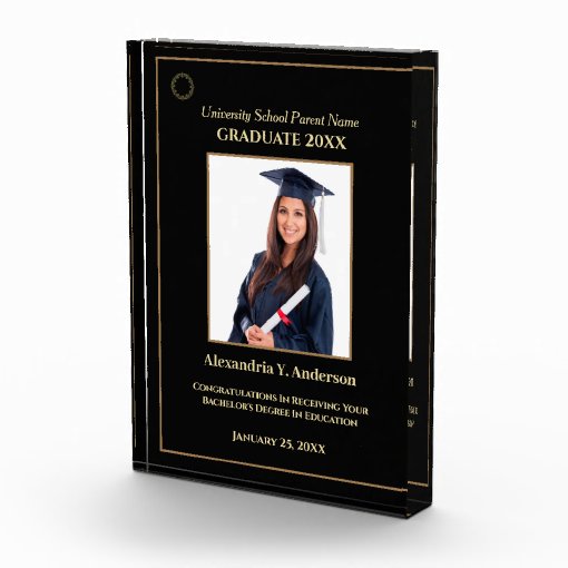 Graduate Graduation Gold Logo Modern Award Photo Block | Zazzle