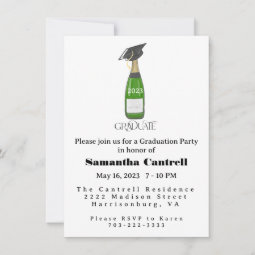 Graduate Graduation Grad Cap Champagne Custom Invitation | Zazzle