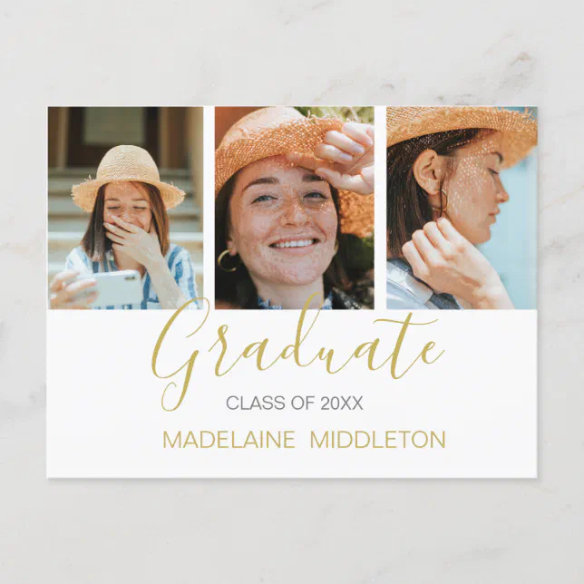 Graduate Graduation Party Photo Modern Invitation | Zazzle