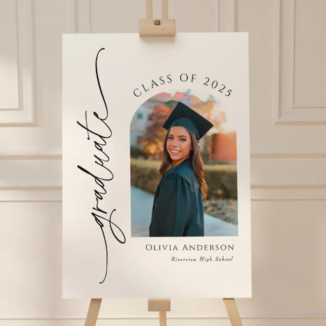 Graduate Graduation Party Welcome Sign with Photo | Zazzle