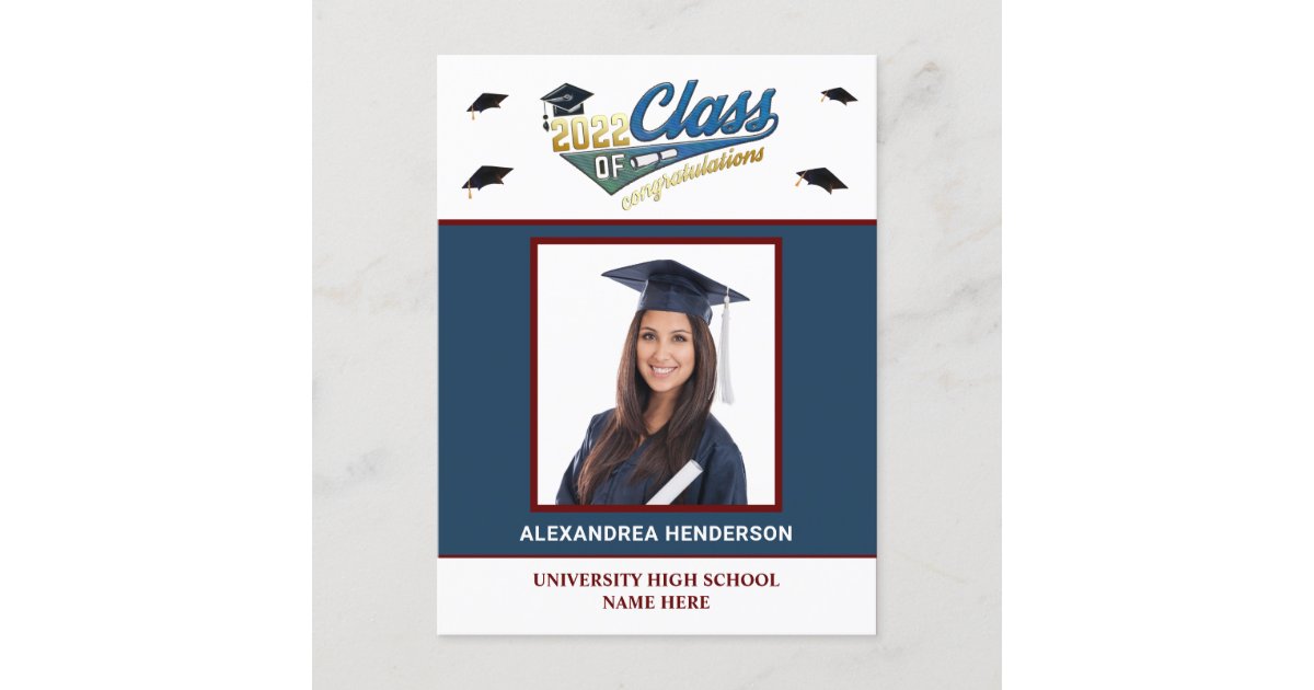 Graduate Graduation Photo Congrats Invite Postcard | Zazzle