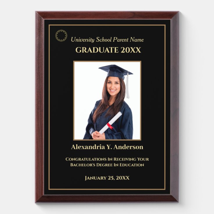 Graduate Graduation Photo Gold Logo Modern Award Plaque | Zazzle