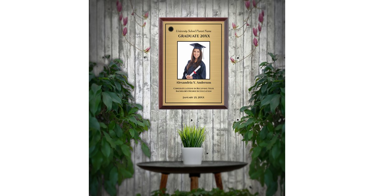 Graduate Graduation Photo Gold Logo Modern Award Plaque | Zazzle