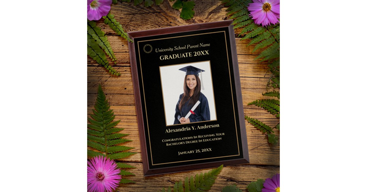 Graduate Graduation Photo Gold Logo Modern Award Plaque | Zazzle