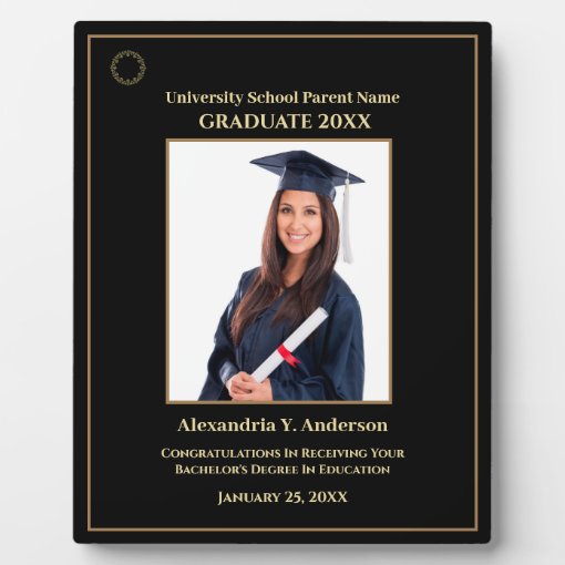 Graduate Graduation Photo Gold Logo Modern Award Plaque | Zazzle