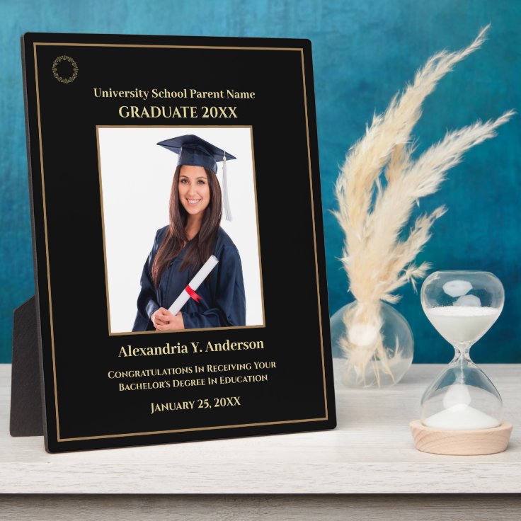 Graduate Graduation Photo Gold Logo Modern Award Plaque | Zazzle