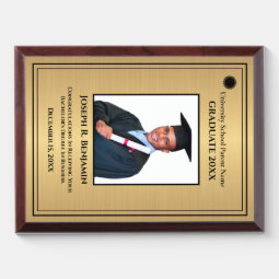 Graduate Graduation Photo School College Gold Award Plaque | Zazzle