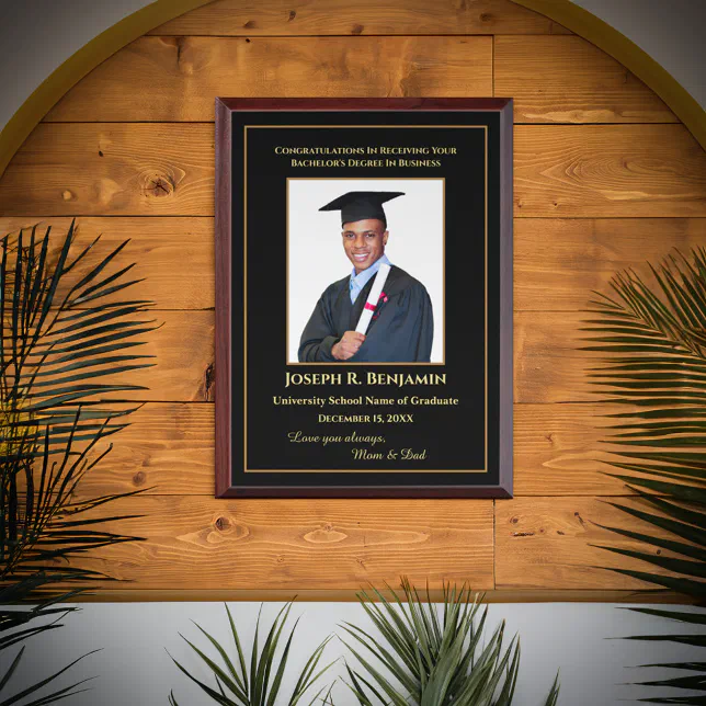 Graduate Graduation Photo School College Gold Award Plaque | Zazzle