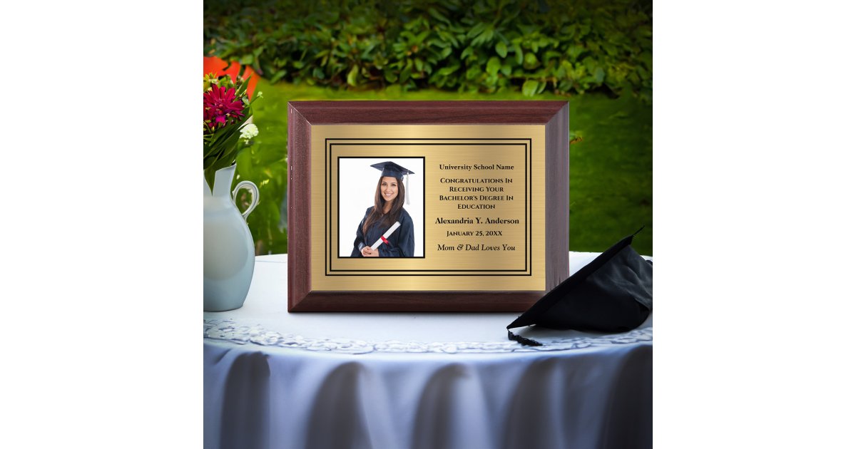 Graduate Graduation School Photo Gold Personalize Award Plaque | Zazzle