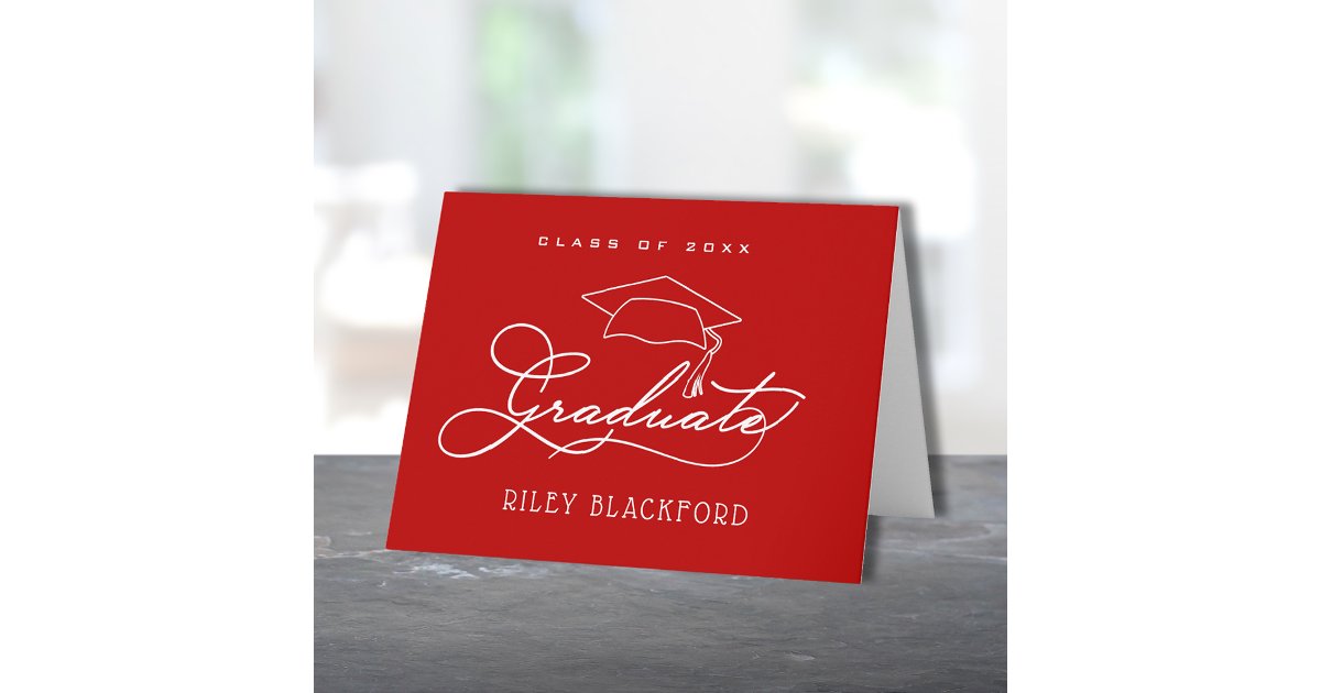 Graduate Hat Scarlet Note Card | Zazzle