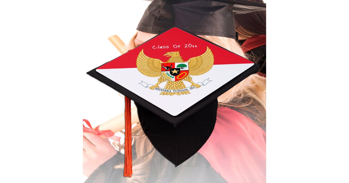 Graduate Indonesia, Student hats, Indonesian Flag Graduation Cap Topper ...