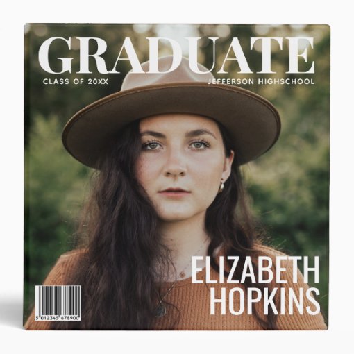 Graduate Magazine Cover Photo Graduation 3 Ring B 3 Ring Binder | Zazzle