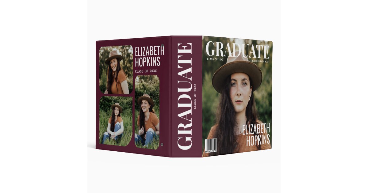 Graduate Magazine Cover Photo Graduation 3 Ring B 3 Ring Binder | Zazzle