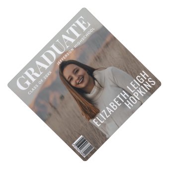 Graduate Magazine Cover Photo Graduation Cap Topper | Zazzle