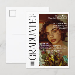 Graduate Magazine Cover Photo Graduation Party Announcement Postcard ...