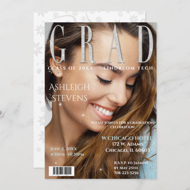 Graduate Magazine Cover Photo Graduation Party Inv Invitation | Zazzle