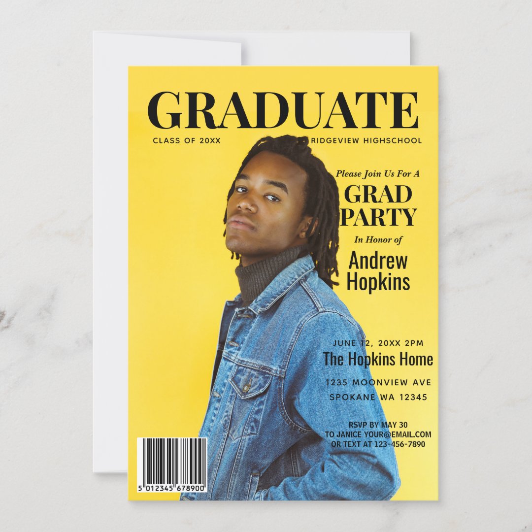 Graduate Magazine Cover Photo Graduation Party Invitation | Zazzle