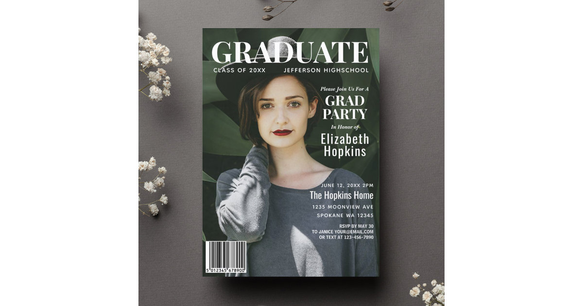 Graduate Magazine Cover Photo Graduation Party Invitation | Zazzle