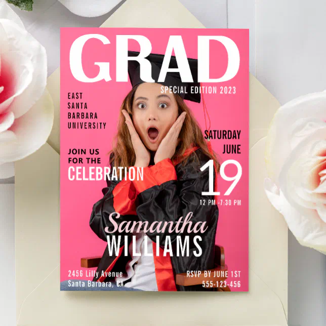 Graduate Magazine Cover Photo Graduation Party Invitation | Zazzle