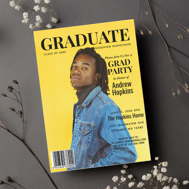 Graduate Magazine Cover Photo Graduation Party Invitation | Zazzle