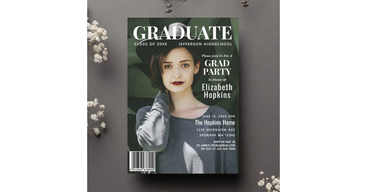 Graduate Magazine Cover Photo Graduation Party Invitation | Zazzle