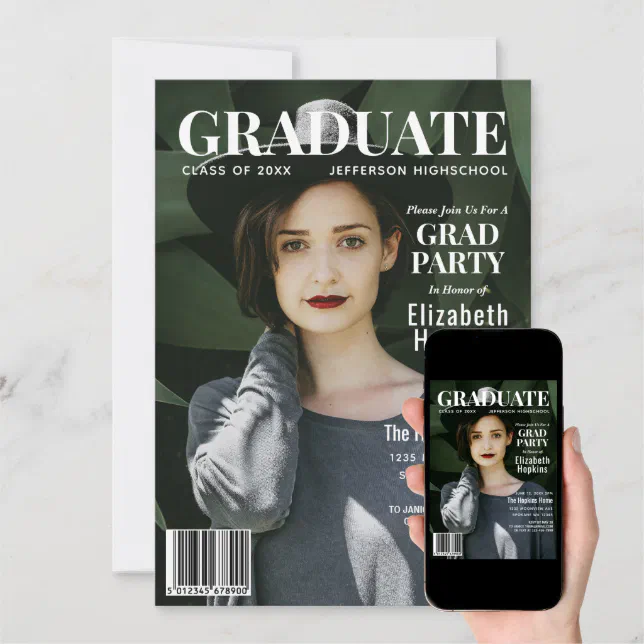 Graduate Magazine Cover Photo Graduation Party Invitation | Zazzle