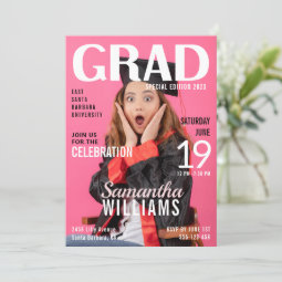 Graduate Magazine Cover Photo Graduation Party Invitation | Zazzle