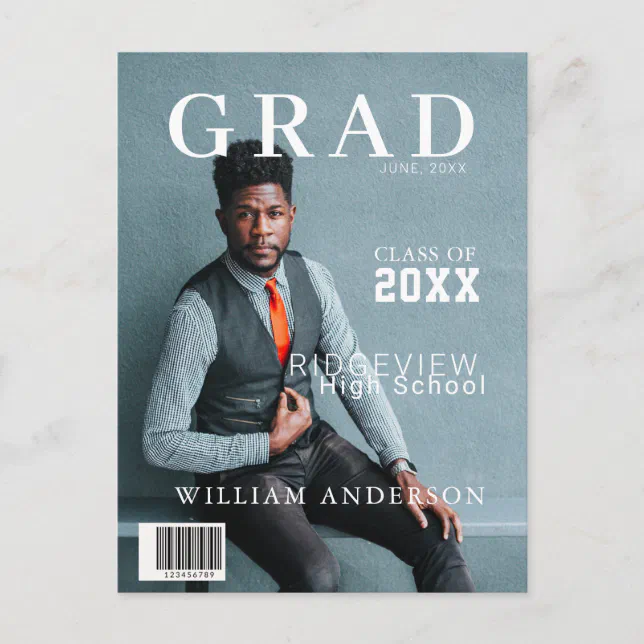 Graduate Magazine Photo Graduation Announcement Postcard | Zazzle