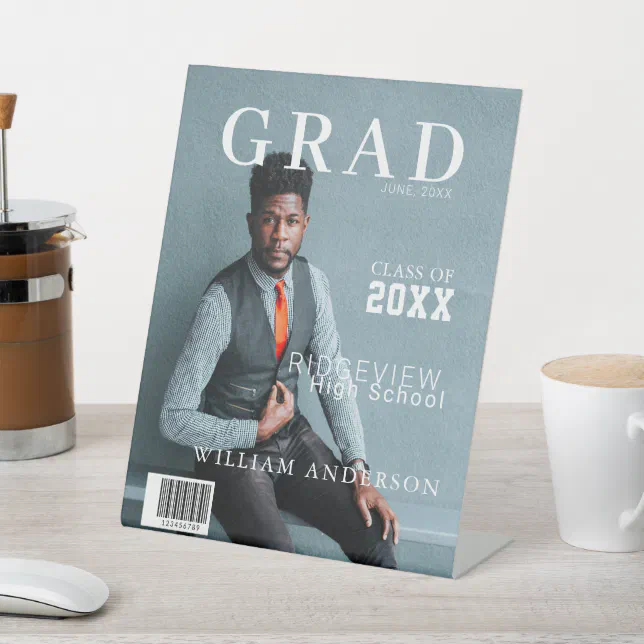 Graduate Magazine Photo Graduation Welcome Pedestal Sign | Zazzle
