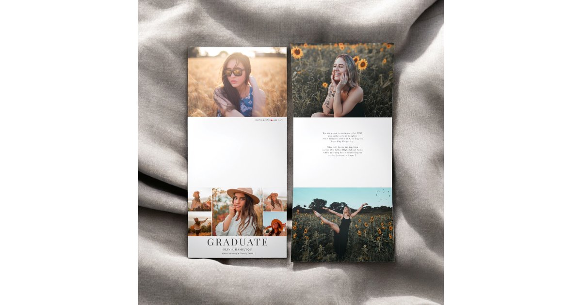 Graduate Modern 11 Photo Tri-Fold Announcement | Zazzle