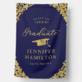 Graduate Modern Blue Gold Confetti Graduation House Flag | Zazzle