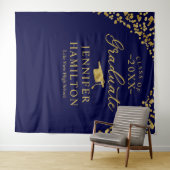 Graduate Modern Blue Gold Graduation Backdrop | Zazzle