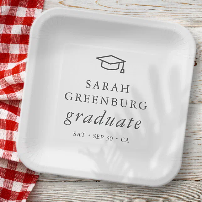 Graduate Modern Minimalist Simple Chic Graduation Paper Plates | Zazzle